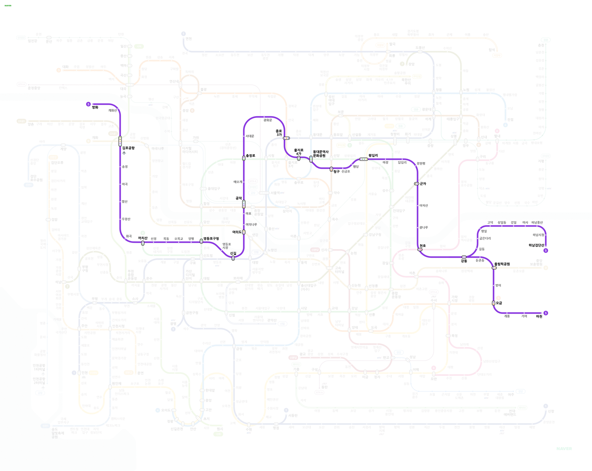 서울 5호선 지하철 노선도 (Seoul Subway Map Line 5) - Vanvline